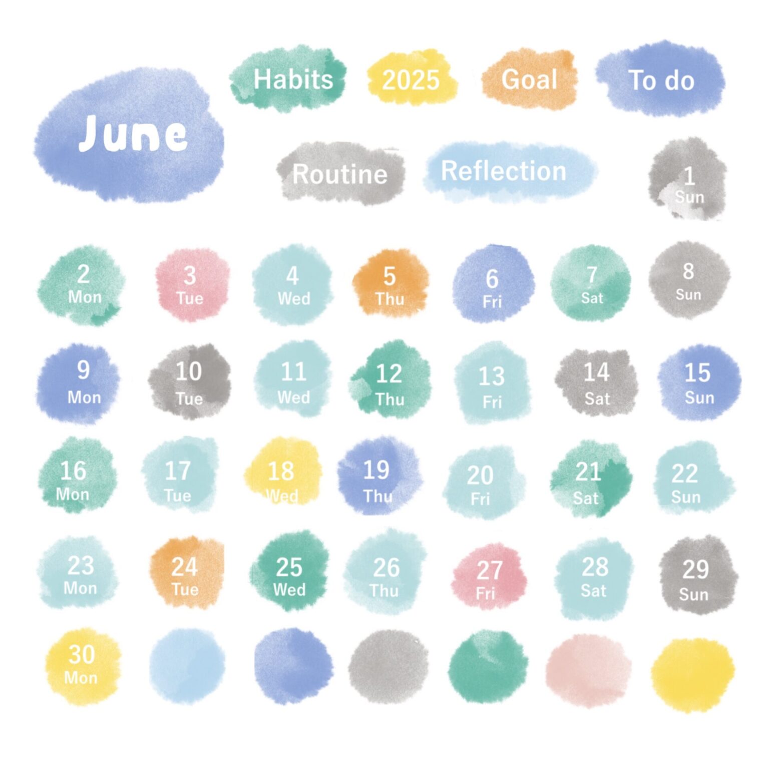 June 2025｜デジタルステッカー無料ダウンロード | こりすのーと
